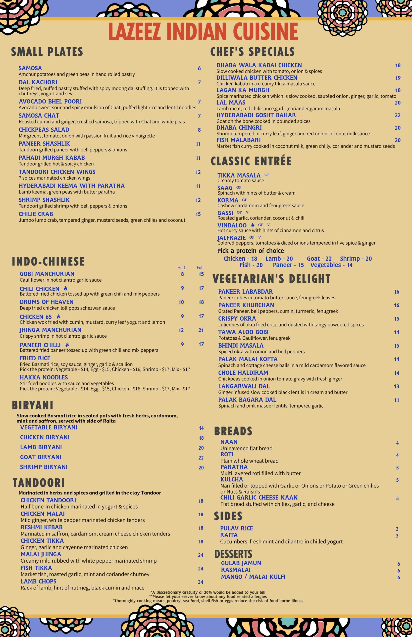 Menu - Indian Food | Tandoor | Naan